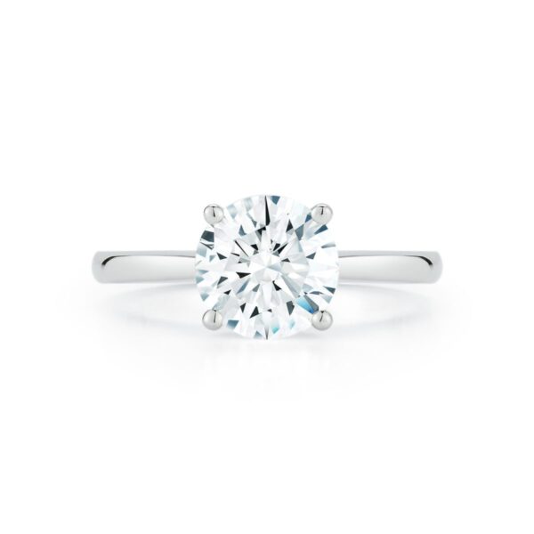 Round Brilliant Diamond "Cathedral" Solitaire Engagement Ring