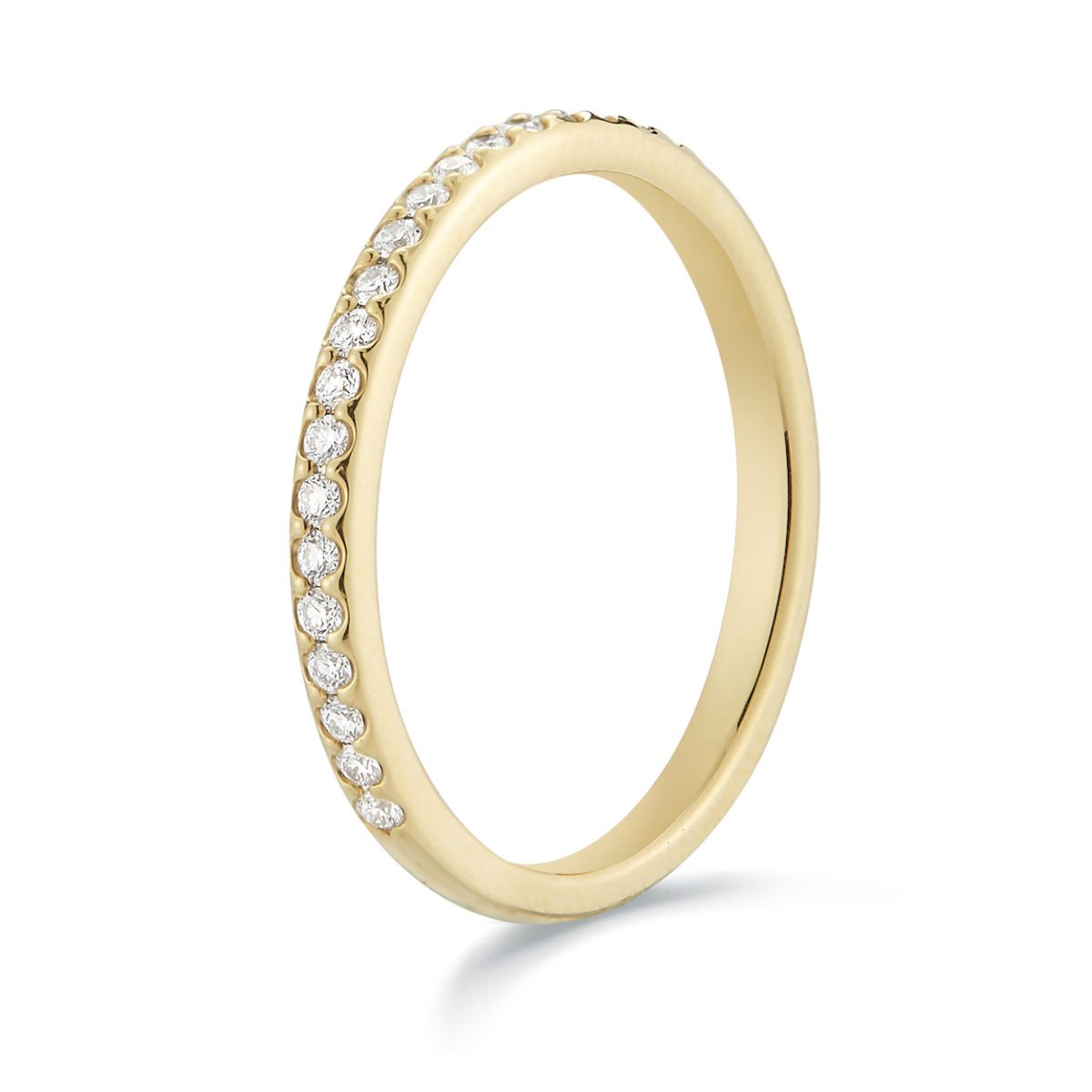 0.18 Carats Single Row Diamond Wedding Band in 18K Yellow Gold