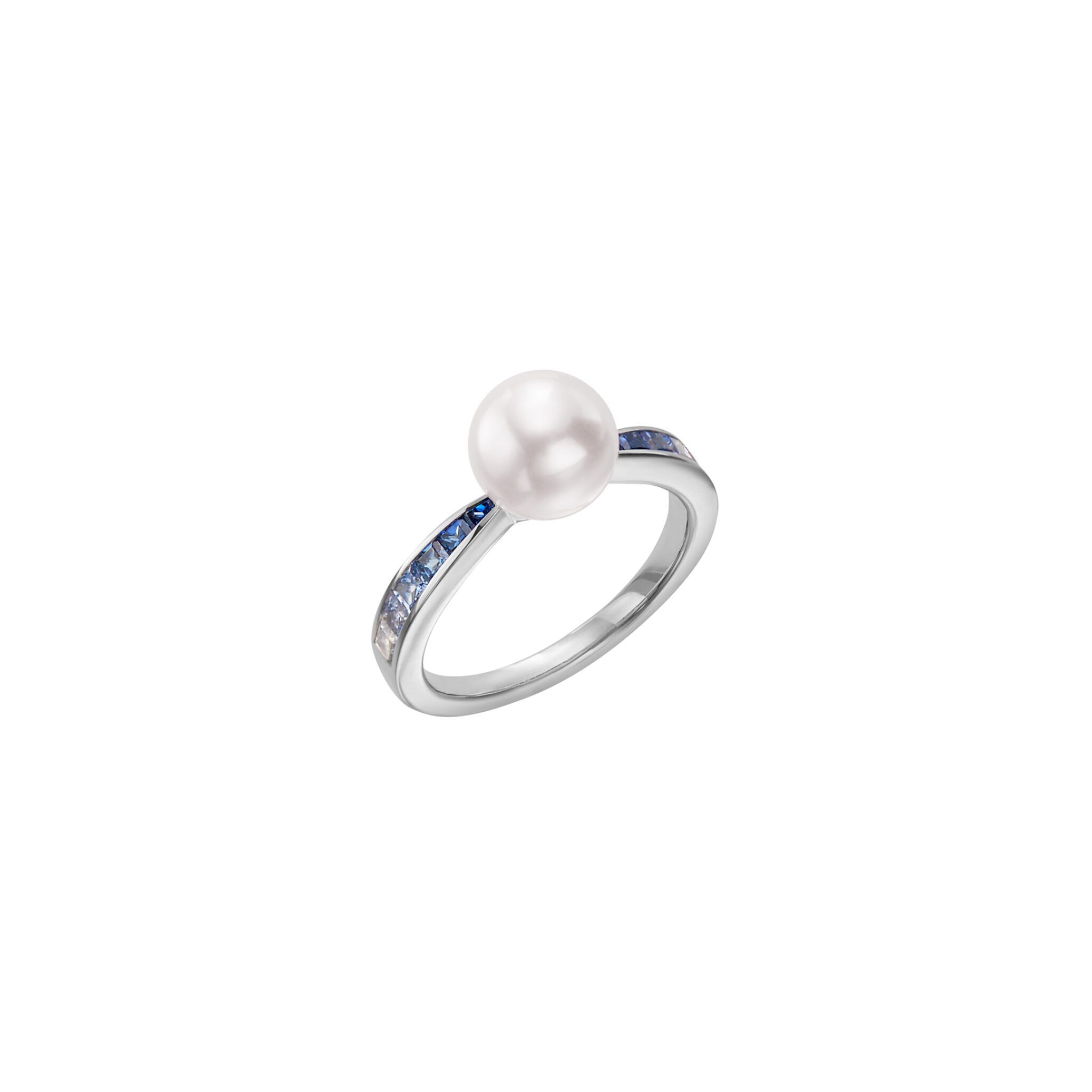 MIKIMOTO Ocean Collection Akoya A+ Pearl with Blue Sapphires Ring